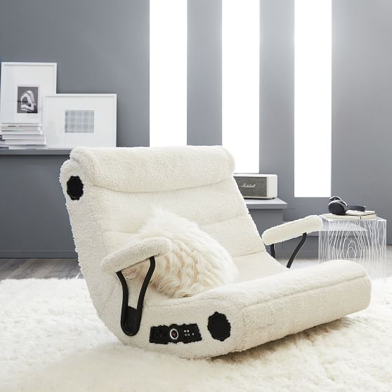 Ivory Sherpa Faux-Fur Double Gaming Gaming Chair | Pottery Barn Teen
