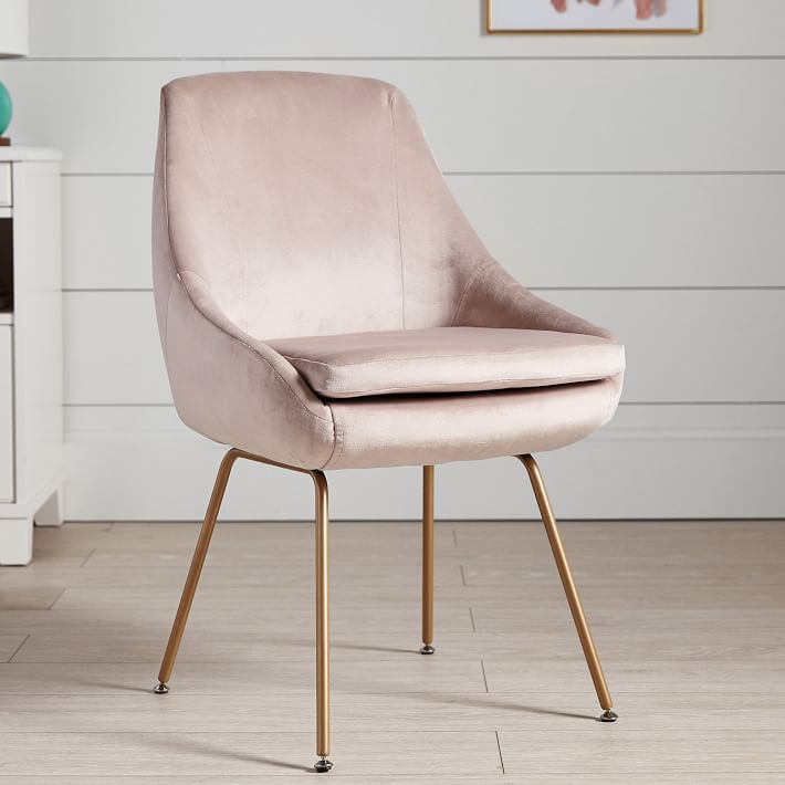 Open Box: Lustre Velvet Dusty Blush Mathis Stationary Desk Chair ...