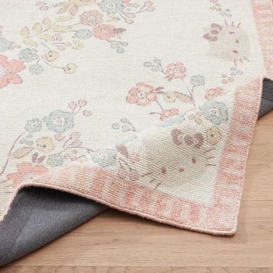 Hello Kitty® Floral Rug - Pink Multi | Pottery Barn Teen