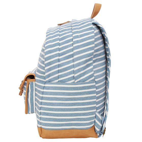 Northfield Light Blue Stripe Recycled Backpacks | Pottery Barn Teen