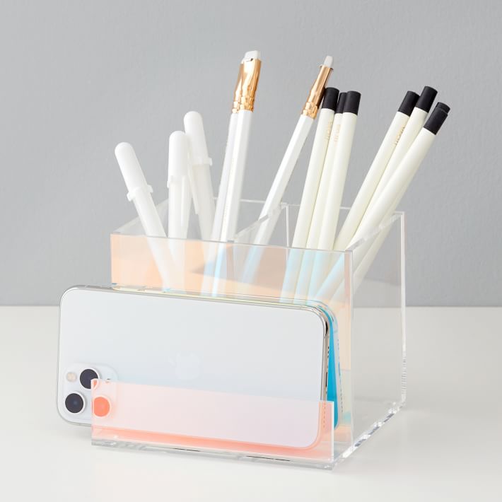 Acrylic Iridescent Pencil Cup/Phone Holder | Pottery Barn Teen