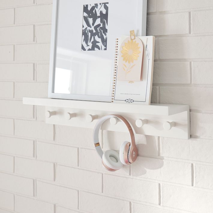 No Nails Ledge With Hooks | Pottery Barn Teen