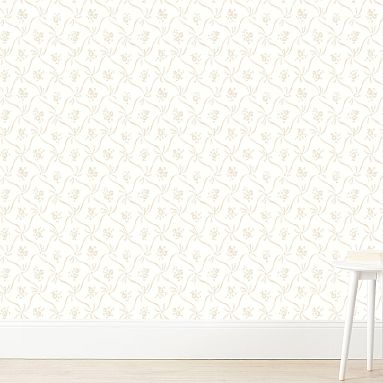 LoveShackFancy Lattice Bow Neutral Wallpaper | Pottery Barn Teen