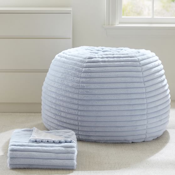 Channel Cloud Blue Bean Bag & Clannel Cloud Gray Throw Gift Set ...