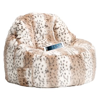 Snow Leopard Faux-Fur Leanback Media Lounge Chair | Pottery Barn Teen