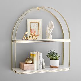 Gold Inlay Half Moon Floating Shelf | Pottery Barn Teen