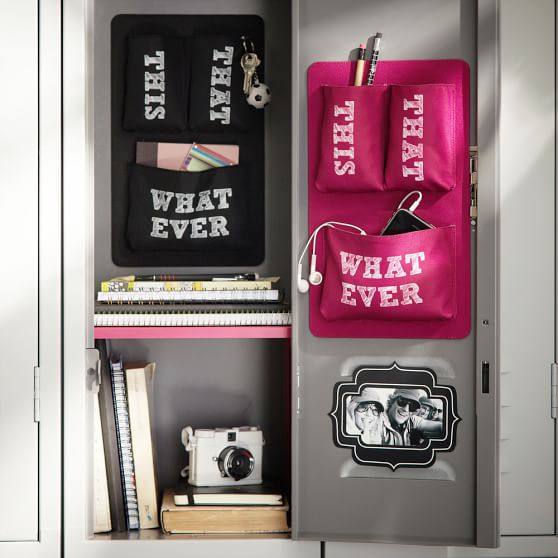 Black + Pink Pocket Essential Locker Accessory | Locker Decorations ...