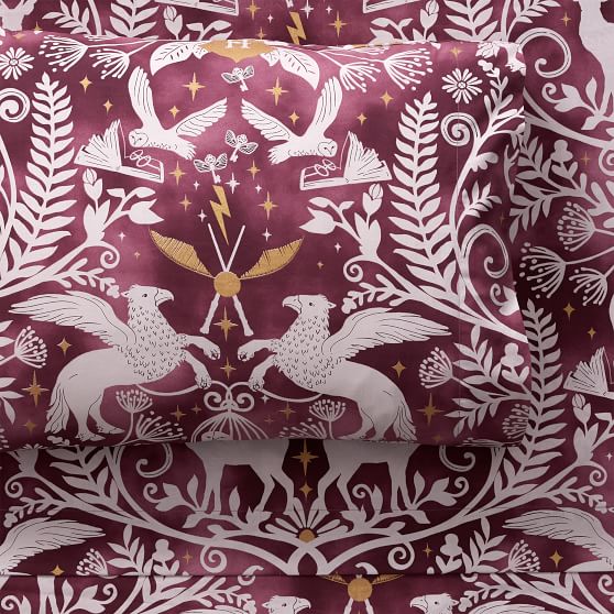 Harry Potter™ Magical Damask Sheet Set, Burgundy | Pottery Barn Teen