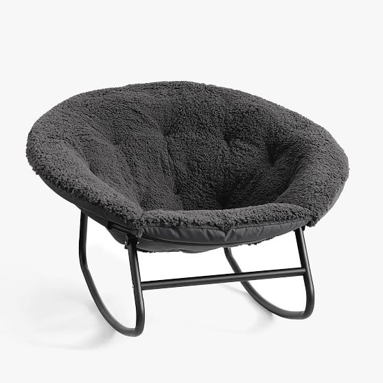 Sherpa Charcoal Hang-A-Round Rocking Chair | Pottery Barn Teen