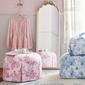 LoveShackFancy Garden Damask Ottoman | Pottery Barn Teen