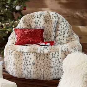 Snow Leopard Faux-Fur Leanback Lounge Chair | Pottery Barn Teen
