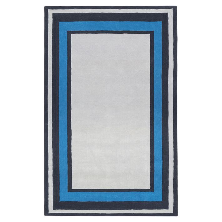 Navy Blue Sideline Border Rug | Teen Rug | Pottery Barn Teen