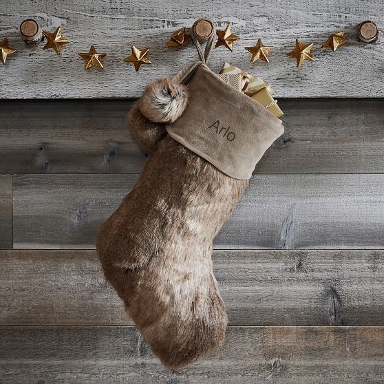 Wolf Faux-Fur Christmas Stocking | Pottery Barn Teen