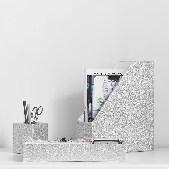 Desk Accessories - Silver Glitter | Desk Decor | Pottery Barn Teen