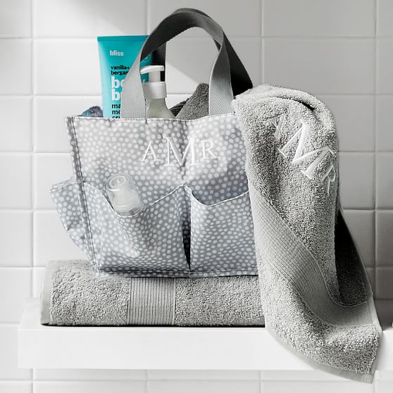 Gray Mini Dot Essential Shower Caddy | Pottery Barn Teen