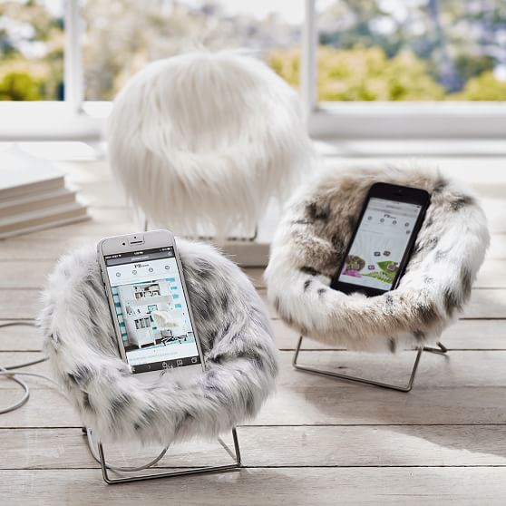 Faux-Fur Mini Hang-A-Round Phone Chair | Tech Accessory | Pottery Barn Teen