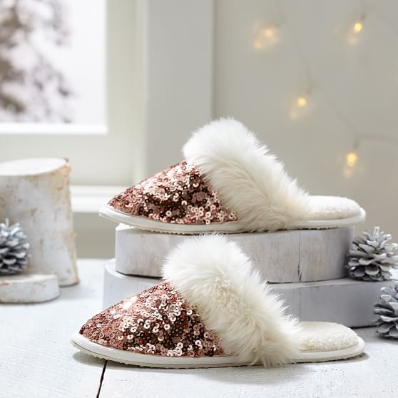 Sparkle Sequin Teen Slippers - Peach | Pottery Barn Teen