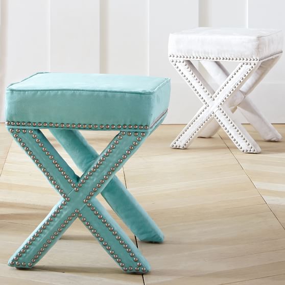 Studded X-Frame Ottoman | Pottery Barn Teen