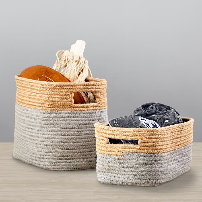 Tonal Rope Baskets - Gray - Sale | Pottery Barn Teen
