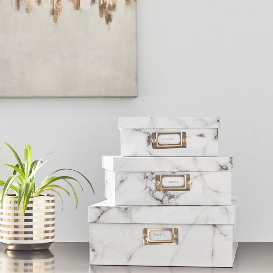 Stacking Paper Storage Boxes - Set of 3 | Pottery Barn Teen