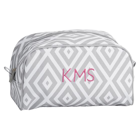 Jet Set Gray Preppy Diamond Medium Teen Toiletry Bag | Pottery Barn Teen
