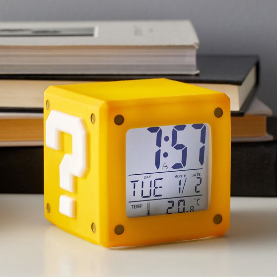Super Mario™ Question Mark Block Light-Up Alarm Clock | Pottery Barn Teen