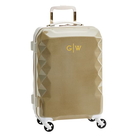 Luxe Hard-Sided Gold Glitter Carry-On Spinner Suitcase | Pottery Barn Teen