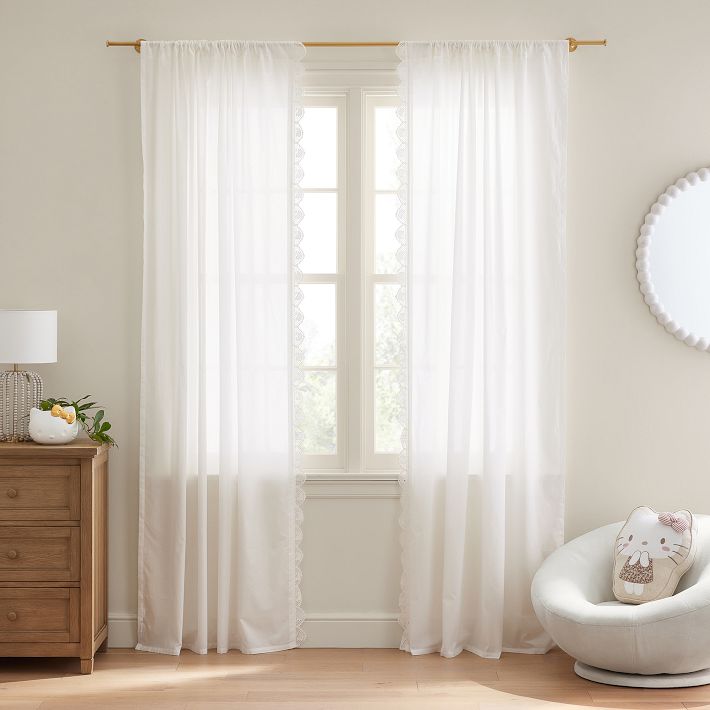 Hello Kitty® Crochet Trim Sheer Curtain - Set of 2 | Pottery Barn Teen