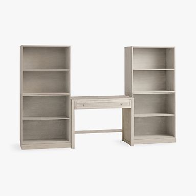 Stack Me Up Writing Desk & Bookcase with Cubbies Set (100") | Pottery ...
