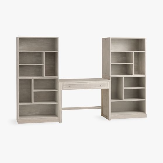 Stack Me Up Writing Desk & Bookcase with Mixed Shelves Set (100 ...