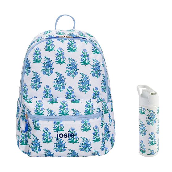 Colby Roller Rabbit Blue Floral Backpack & Water Bottle Bundle ...