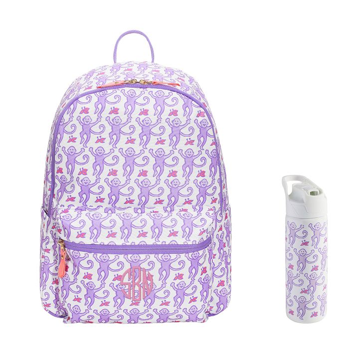 Colby Roller Rabbit Lavender Monkey Backpack & Water Bottle Bundle ...