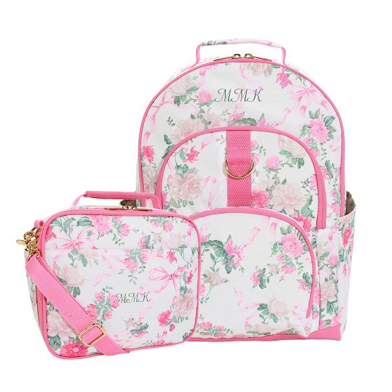 LoveShackFancy Pink Floral Ribbon Backpack and Cold Pack Lunch Box ...