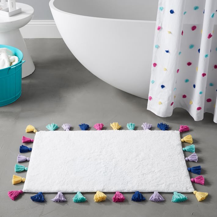 Rainbow Tassel Bath Mat | Pottery Barn Teen