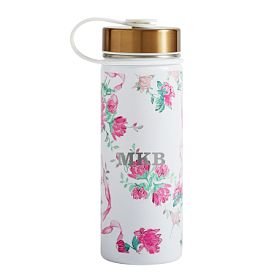 LoveShackFancy Pink Floral Ribbon Slim Water Bottle | Pottery Barn Teen