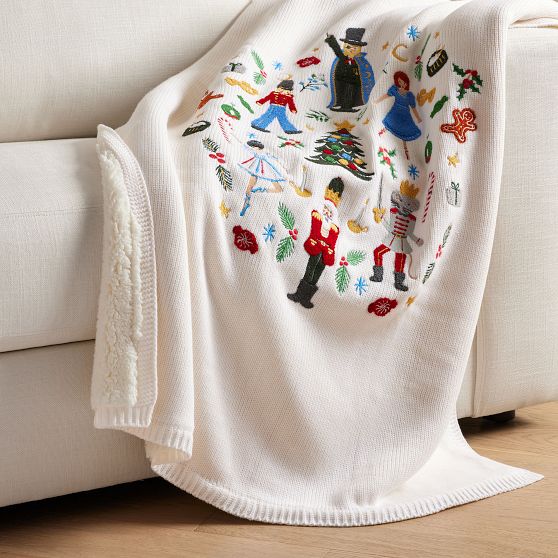 Rifle Paper Co. Nutcracker Throw - Cozy & Stylish Blanket | Pottery ...
