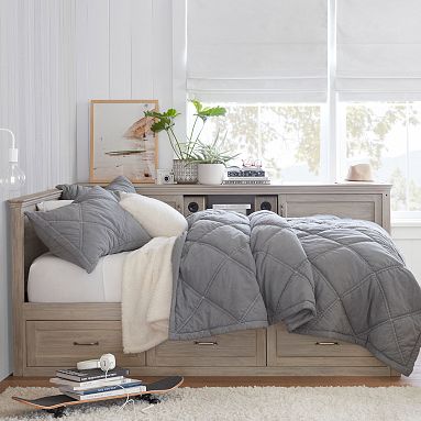 Hampton Corner Storage Bed Queen Simply White