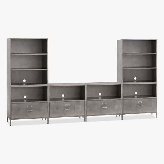 Locker 4-Drawer Media Set with Cubbies (120") | Pottery Barn Teen