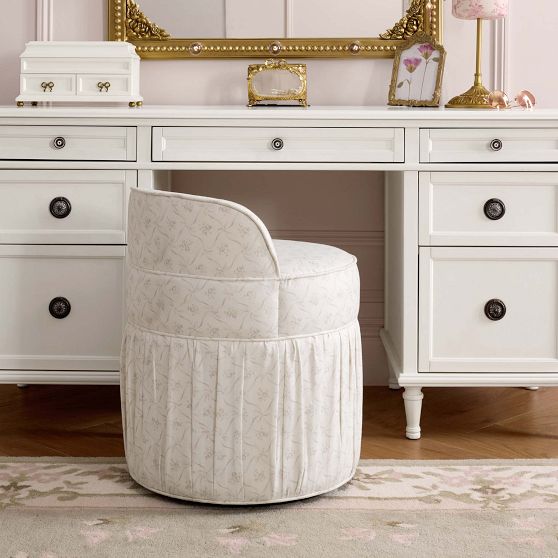 LoveShackFancy Leona Trellis Jacquard Vanity Stool | Pottery Barn Teen