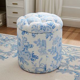 LoveShackFancy Tufted Round Storage Ottoman | Pottery Barn Teen
