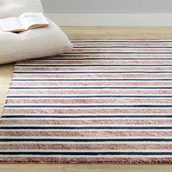 Textured Stripe Wool Rug - Red | Pottery Barn Teen