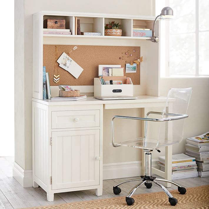 Girls white desk with hutch store