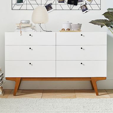 West Elm X Pbt Modern 6 Drawer Dresser Pecan Finish Pottery Barn Teen