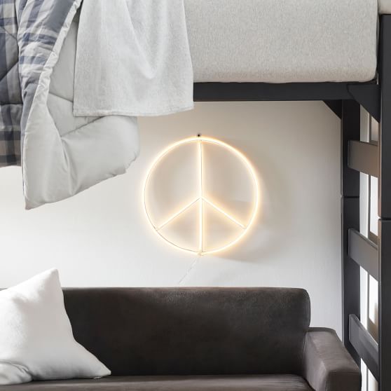 Mini Peace Sign Neon Light | Pottery Barn Teen