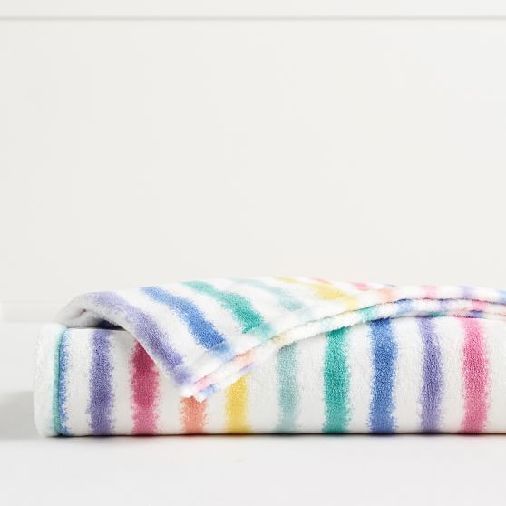 Rainbow Stripe Plush Throw Blanket | Pottery Barn Teen