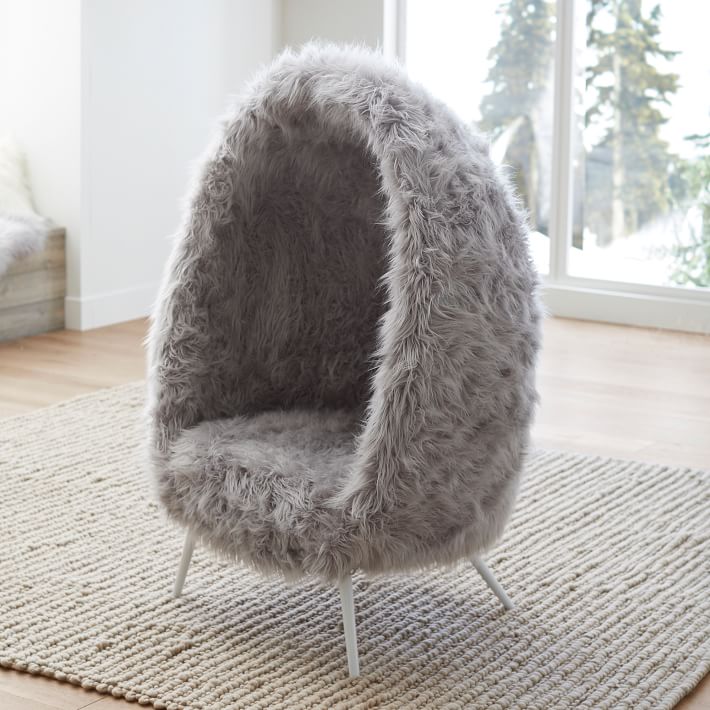 Gray Himalayan Faux-Fur Cave Chair | Lounge Chair | Pottery Barn Teen