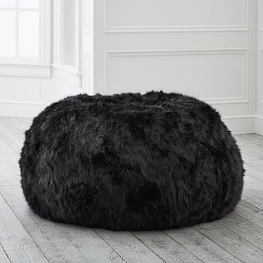 Black faux fur bean bag store