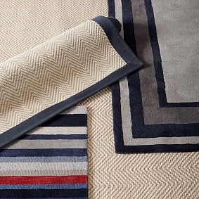 Navy Blue Sideline Border Rug | Teen Rug | Pottery Barn Teen