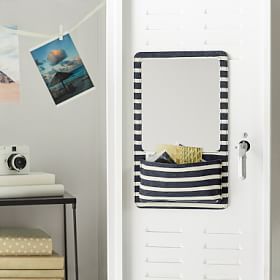 Northfield Navy Stripe Locker Mirror & Pocket Organizer | Pottery Barn Teen