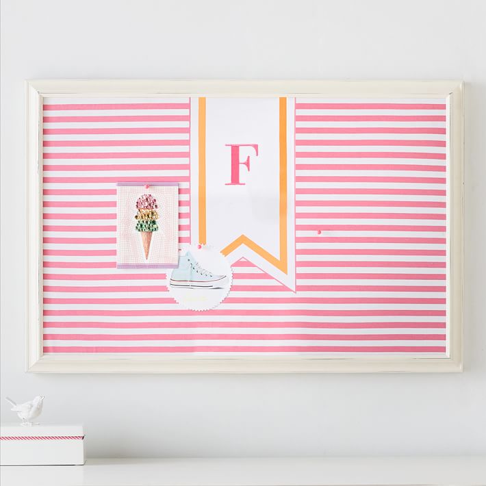 Framed Complete Pinboard, Pink Stripe | Wall Organizers | Pottery Barn Teen